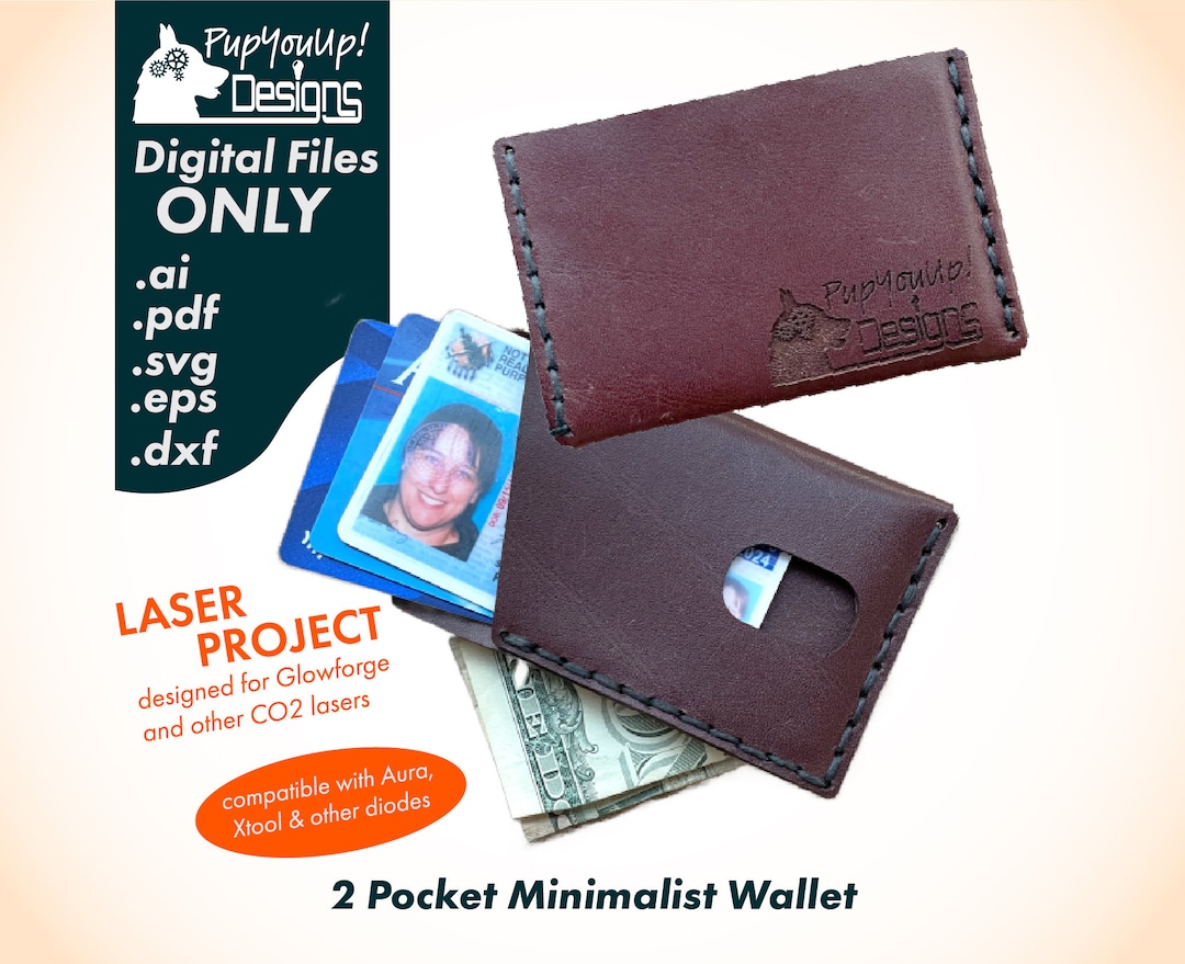 Minimalist 2-pocket Leather Wallet Laser File Designed for Glowforge - Etsy