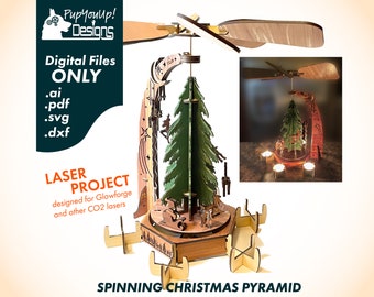 Christmas Carousel Pyramid Candle Spinner Designed for Glowforge Laser ...