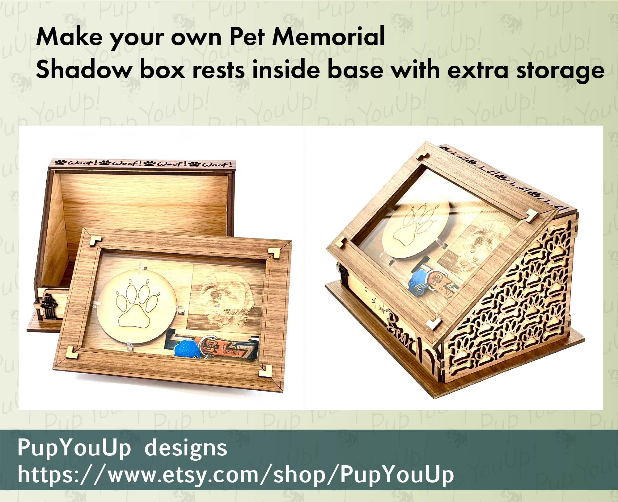 Dog or Cat Memorial Shadow Box Frame and Storage Stand | Etsy