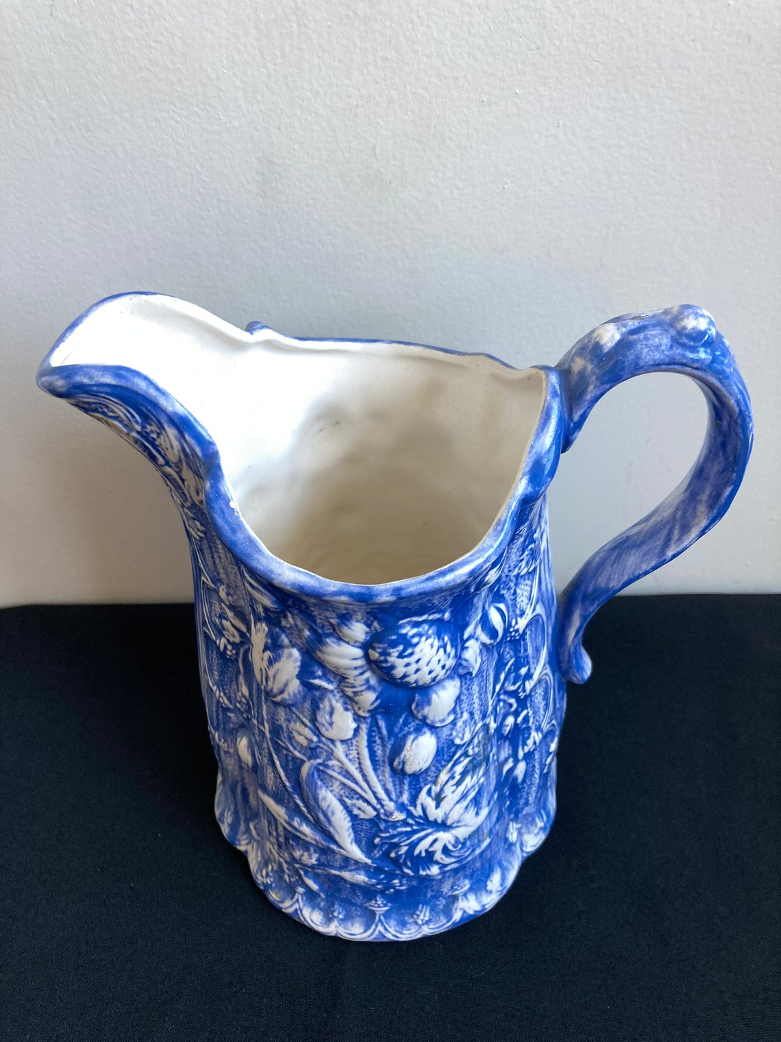 Blue Ceramic Floral Vase/pitcher - Etsy New Zealand