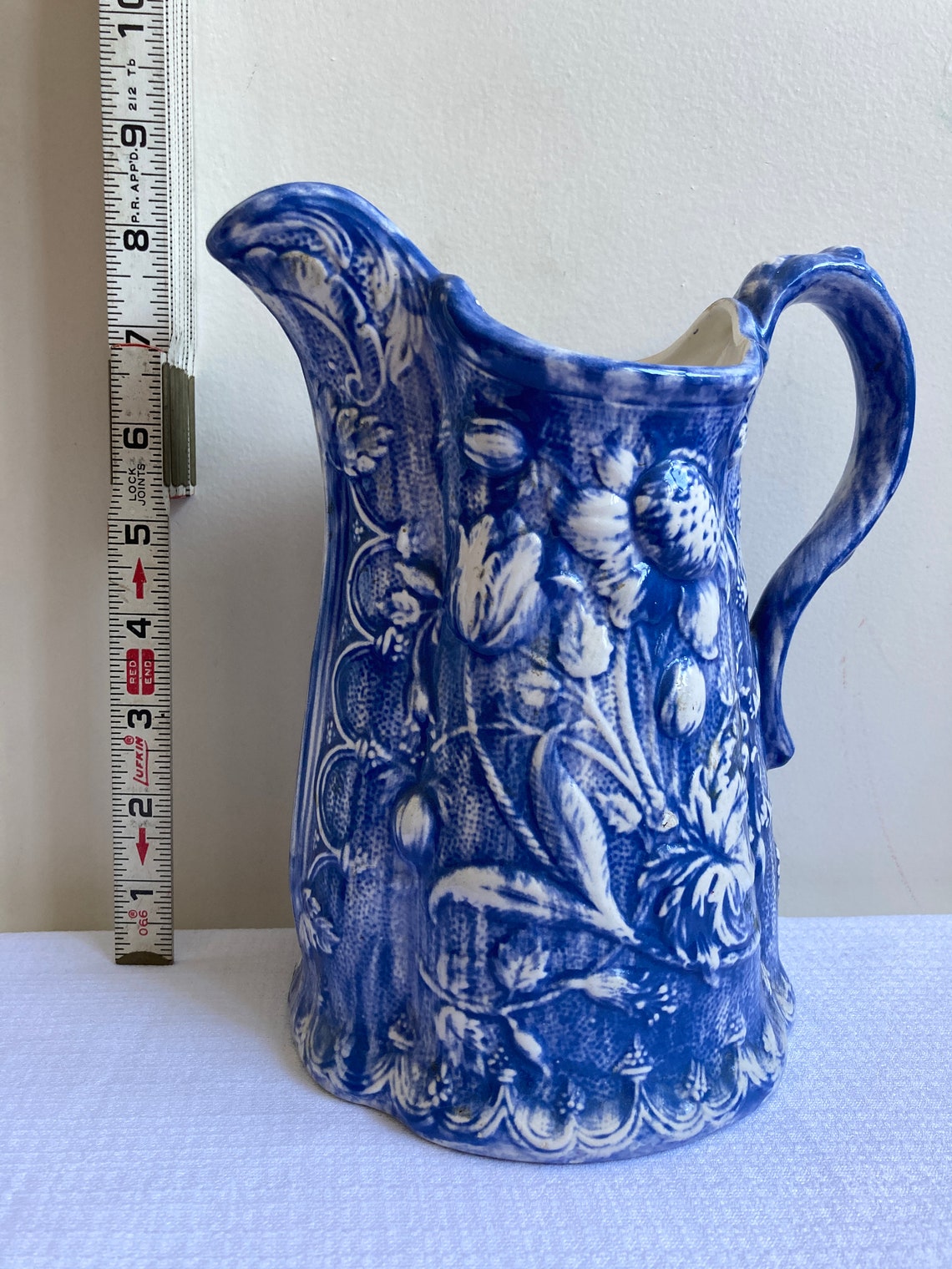 Blue Ceramic Floral Vase/pitcher - Etsy New Zealand