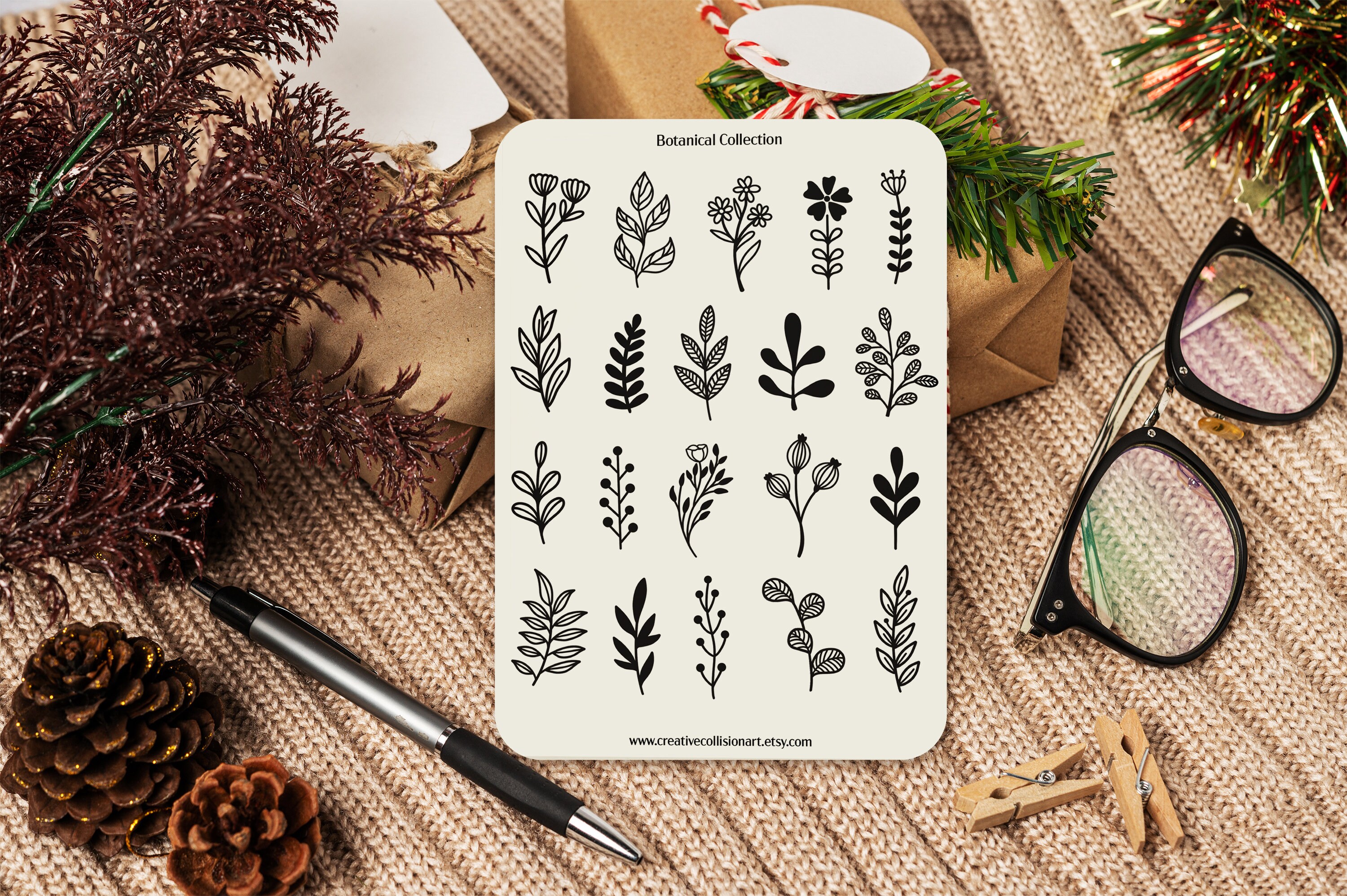 Botanical Sticker Sheet Foil Stickers Floral Foil Stickers - Etsy