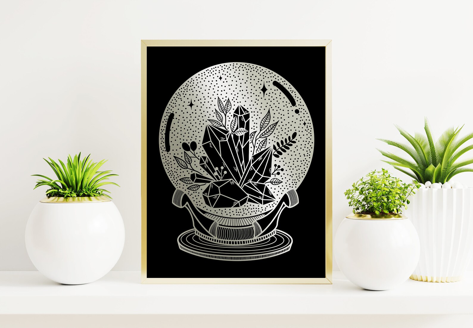 Crystal Ball Art Print Crystals Foil Print Metallic Art | Etsy