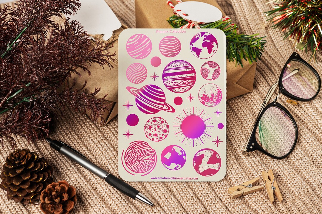 Planets Sticker Sheet Foil Stickers Space Foil Stickers Clear Stickers ...