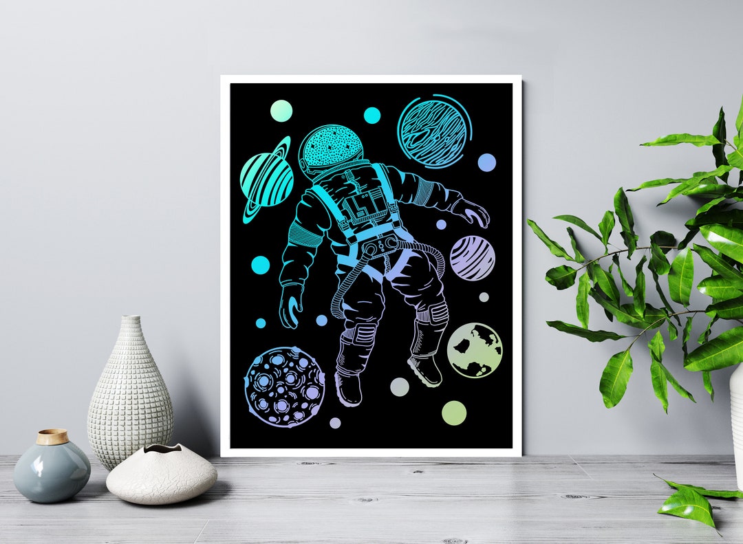 Astronaut Foil Print| Space Man | Astronaut Art Print | Metallic Art ...