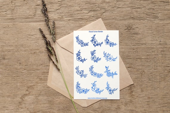 Floral Corner Border Sticker Sheet Foil Stickers Flower - Etsy