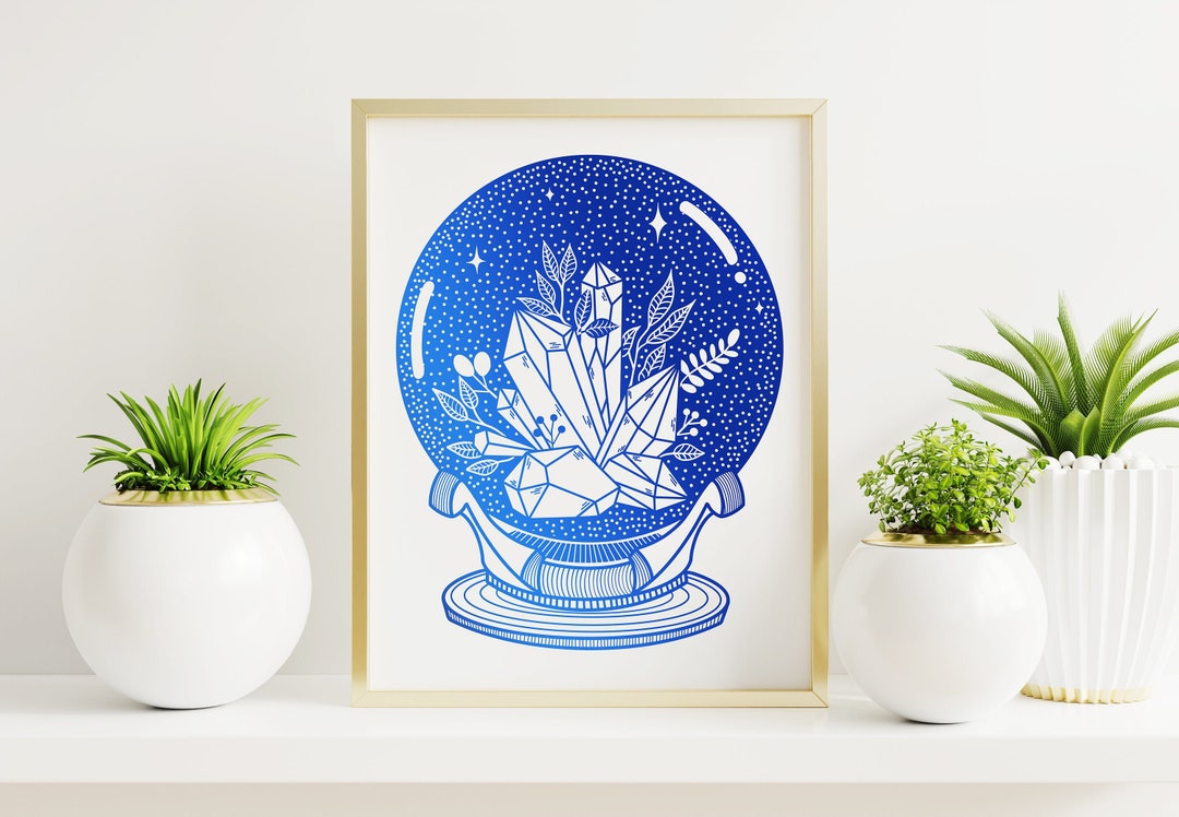 Crystal Ball Art Print | Crystals Foil Print | Metallic Art Print ...