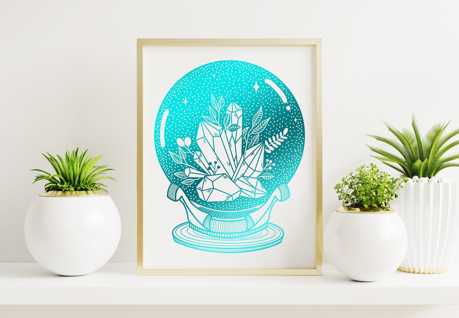 Crystal Ball Art Print Crystals Foil Print Metallic Art | Etsy