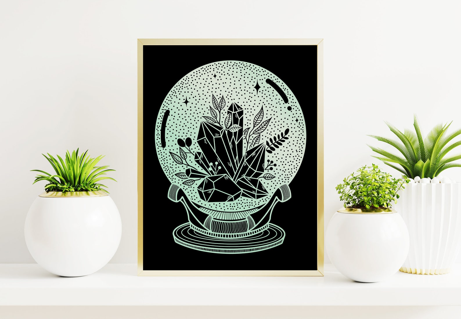 Crystal Ball Art Print Crystals Foil Print Metallic Art | Etsy
