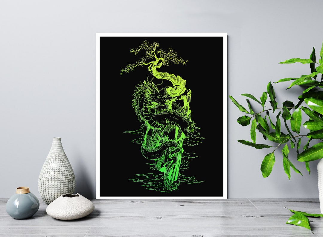 Japanese Dragon Foil Print | Haku Foil Print | Spirited Away Anime Art ...