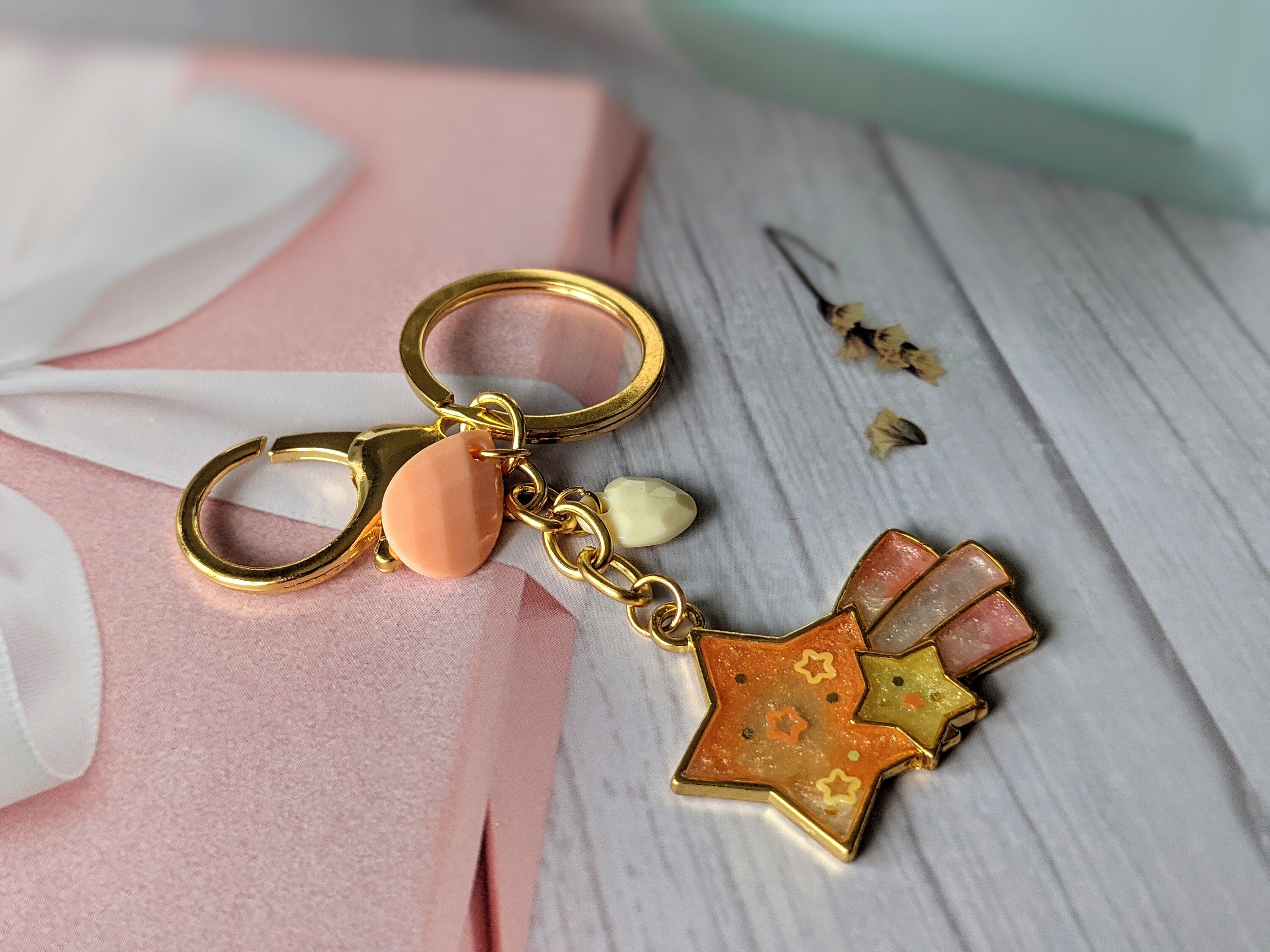 Rainbow Star Key Chain Shooting Star Charm Celestial - Etsy