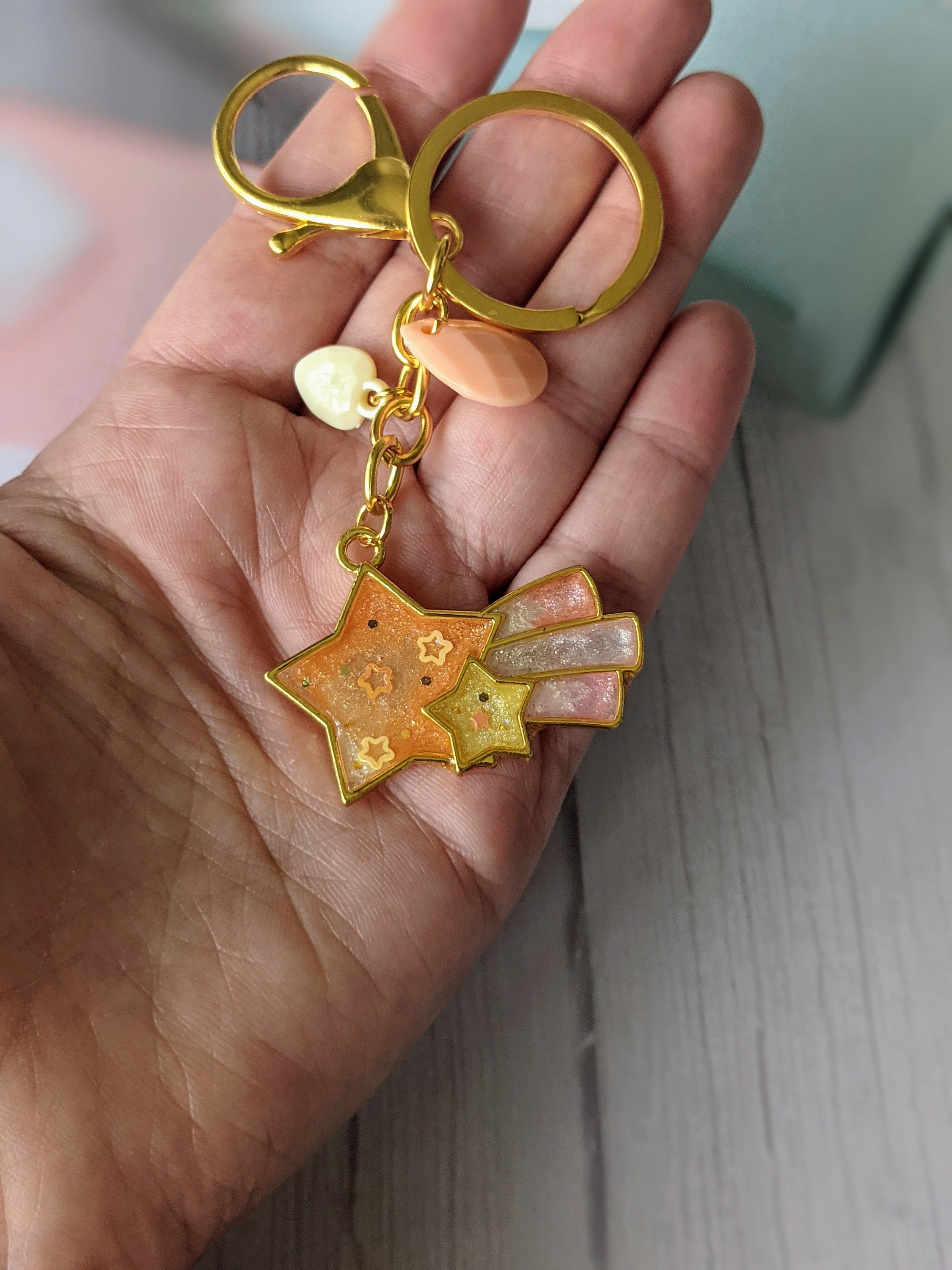 Rainbow Star Key Chain Shooting Star Charm Celestial | Etsy