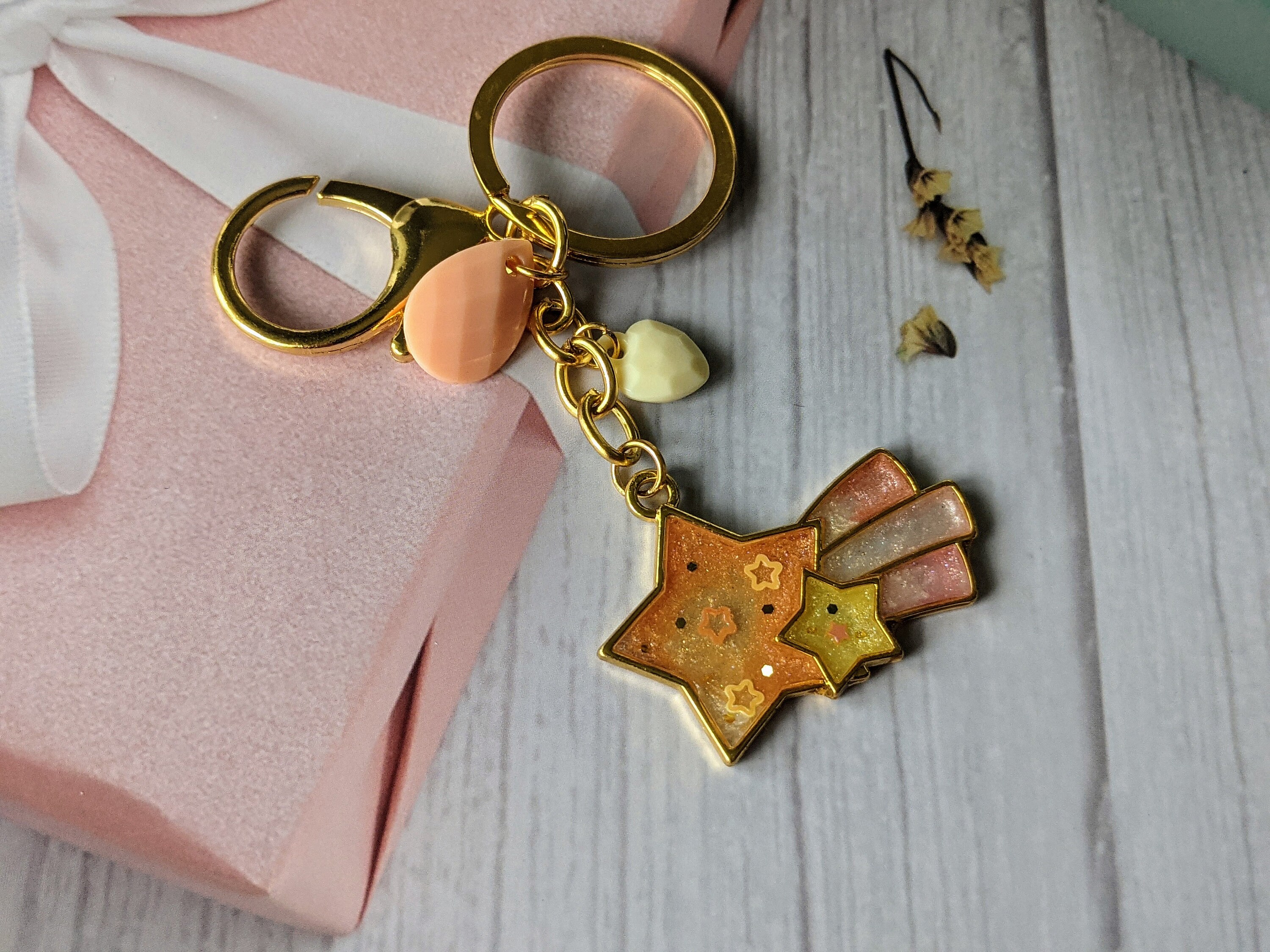 Rainbow Star Key Chain Shooting Star Charm Celestial - Etsy