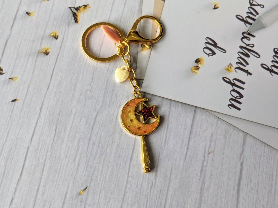 Moon and Star Key Chain, Moon and Stars, Kawaii Keyring, Kawaii Charm ...