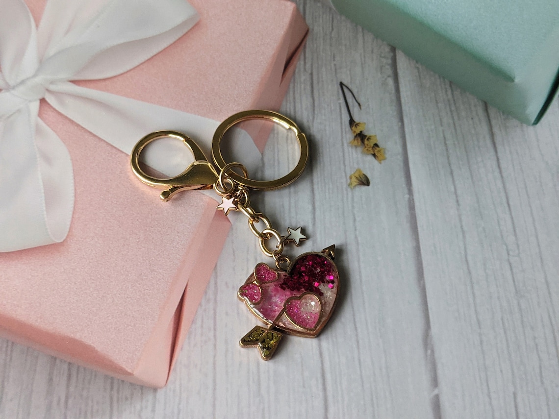 Heart Key Chain Girly Keyring Cute Key Chain Kawaii Key - Etsy