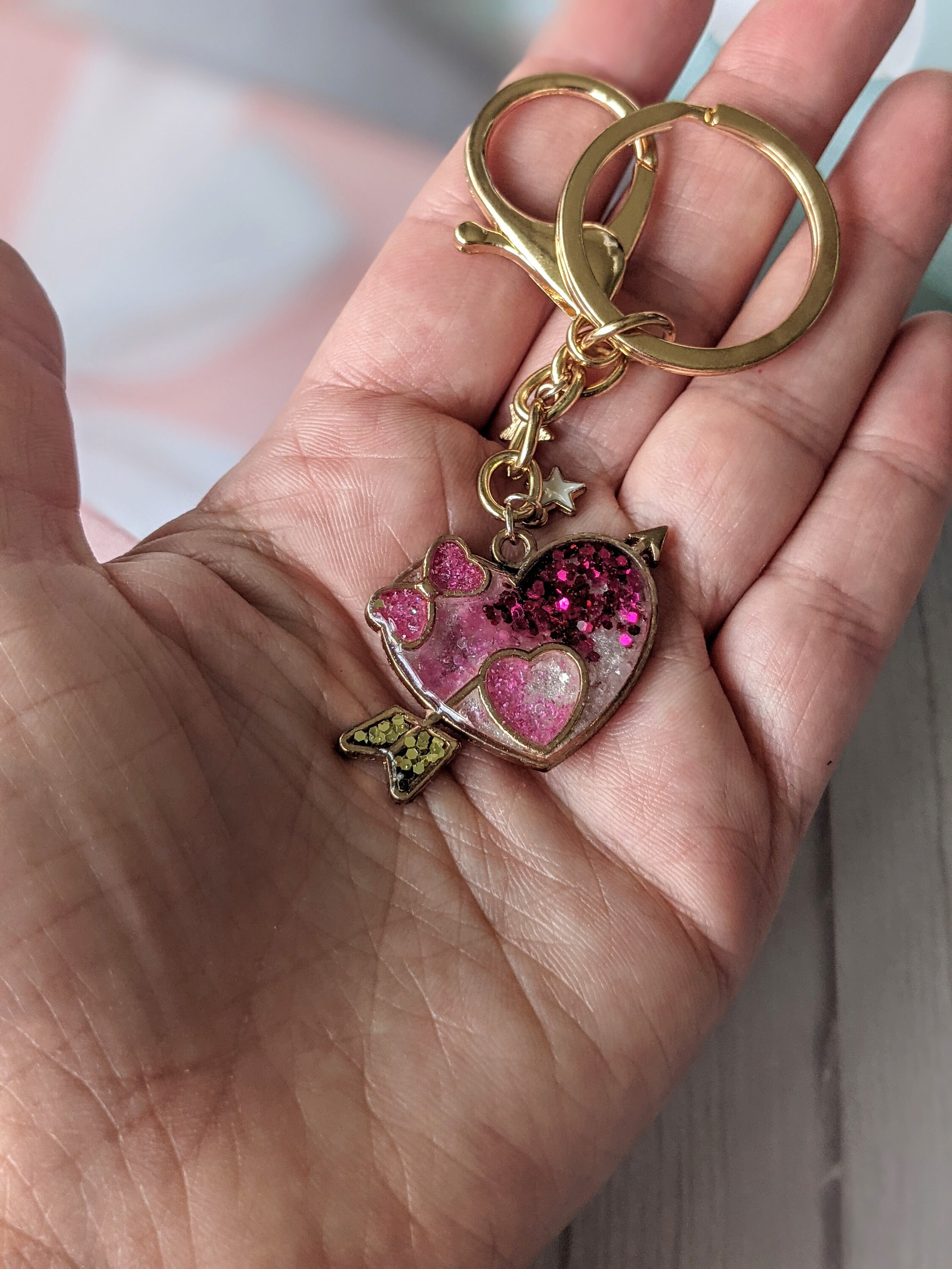 Heart Key Chain Girly Keyring Cute Key Chain Kawaii Key - Etsy