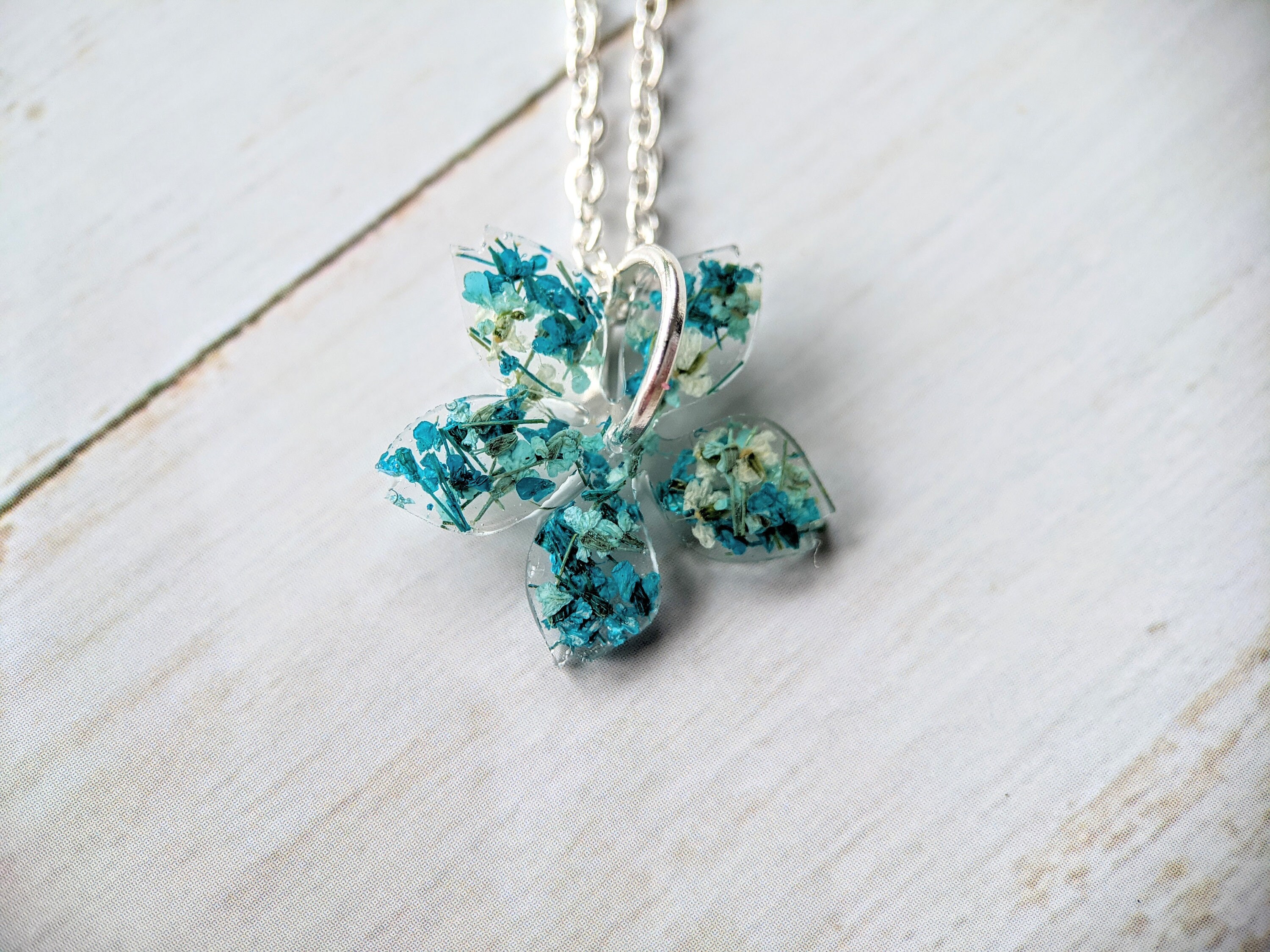 Small Flower Necklace Botanical Necklace Plant Necklace | Etsy