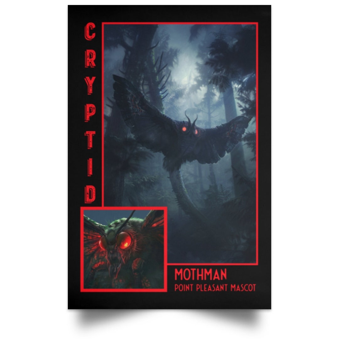 Point Pleasant Mothman Poster, Cryptid Wall Poster, Mothman Gift, Cryptozoology Poster - Etsy