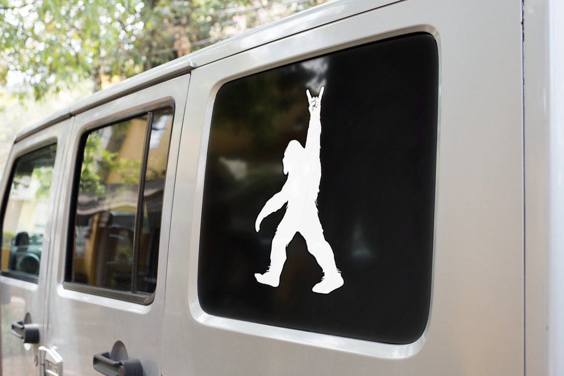 Rock on Bigfoot Window Sticker for Cars, Sasquatch Rock and Roll Window ...