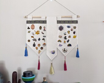 Mini Enamel Pin Display Banner Pennant With Canvas and Vegan - Etsy