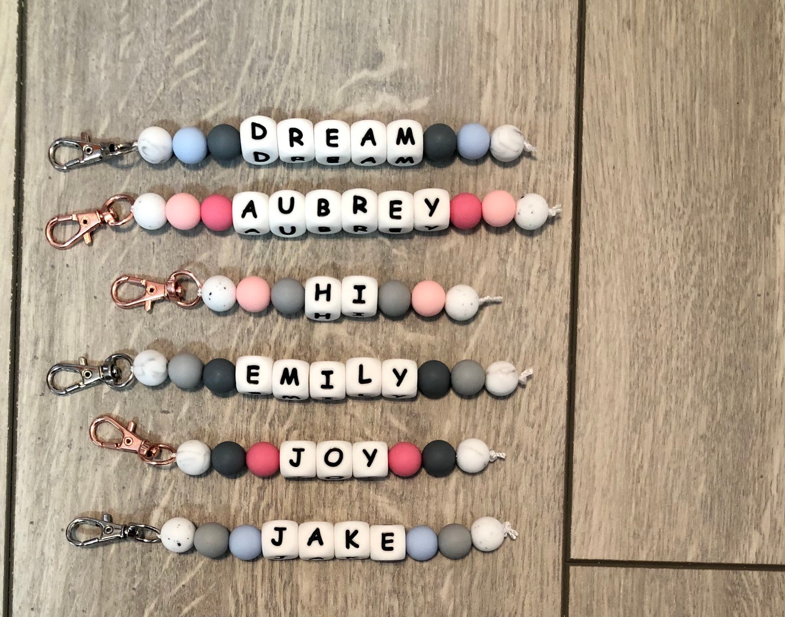 Silicone Beaded Name Tag Customizable Beaded Keychain | Etsy