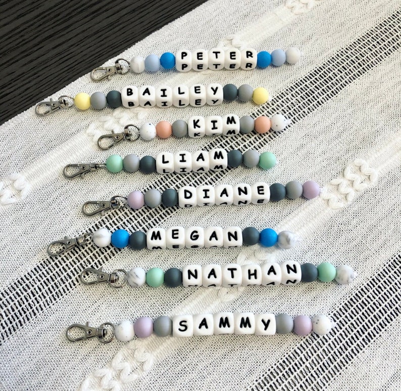 Silicone Beaded Name Tag Customizable Beaded Keychain - Etsy