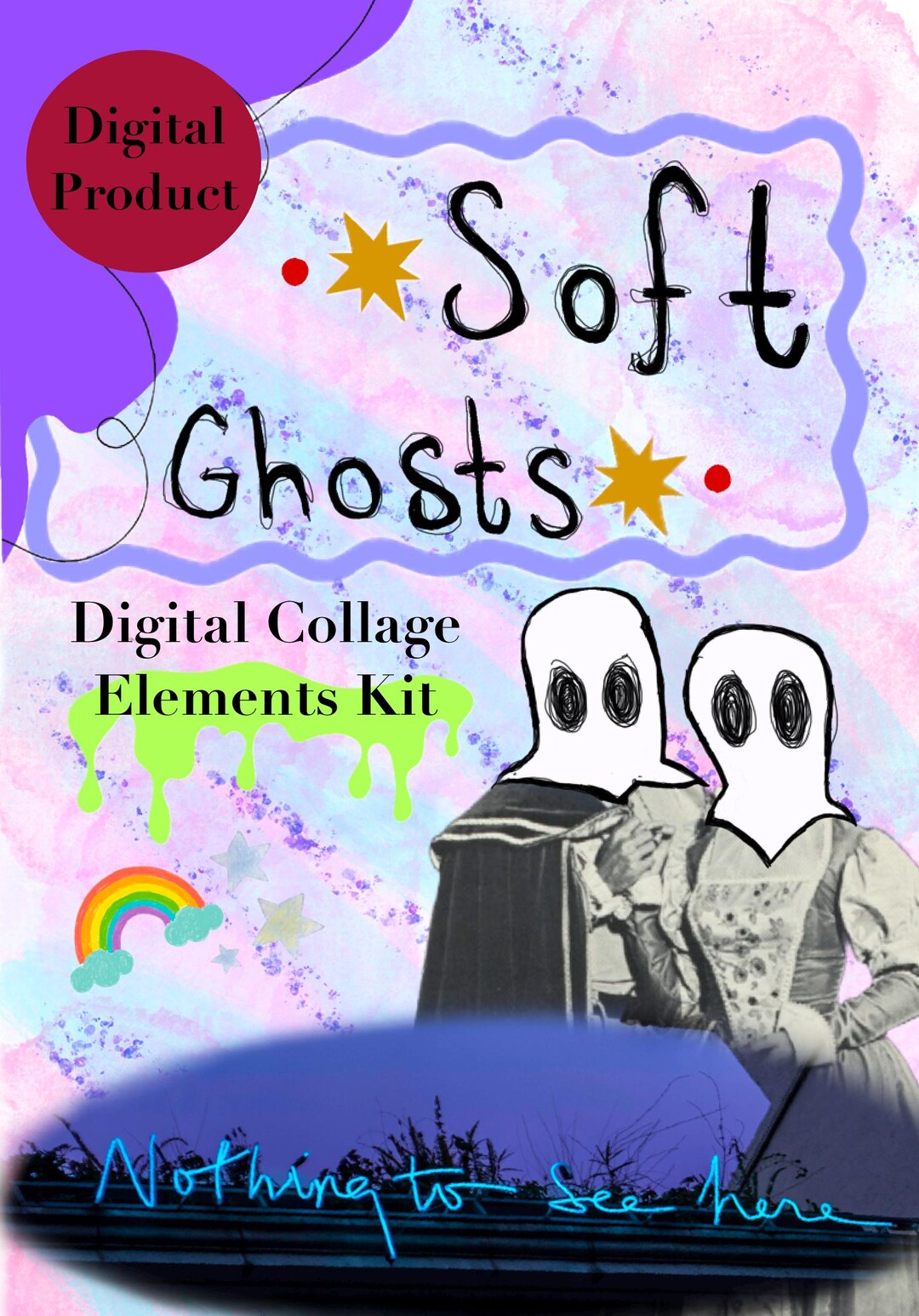 Soft Ghosts Digital Collage Kit | 35 Vintage Digital Ephemera Pngs ...