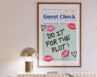 Do It for the Plot Guest Check Wall Print Retro Wall Decor - Etsy