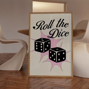 Roll the Dice Cute Wall Print, Digital Download Print, Retro Wall Decor ...