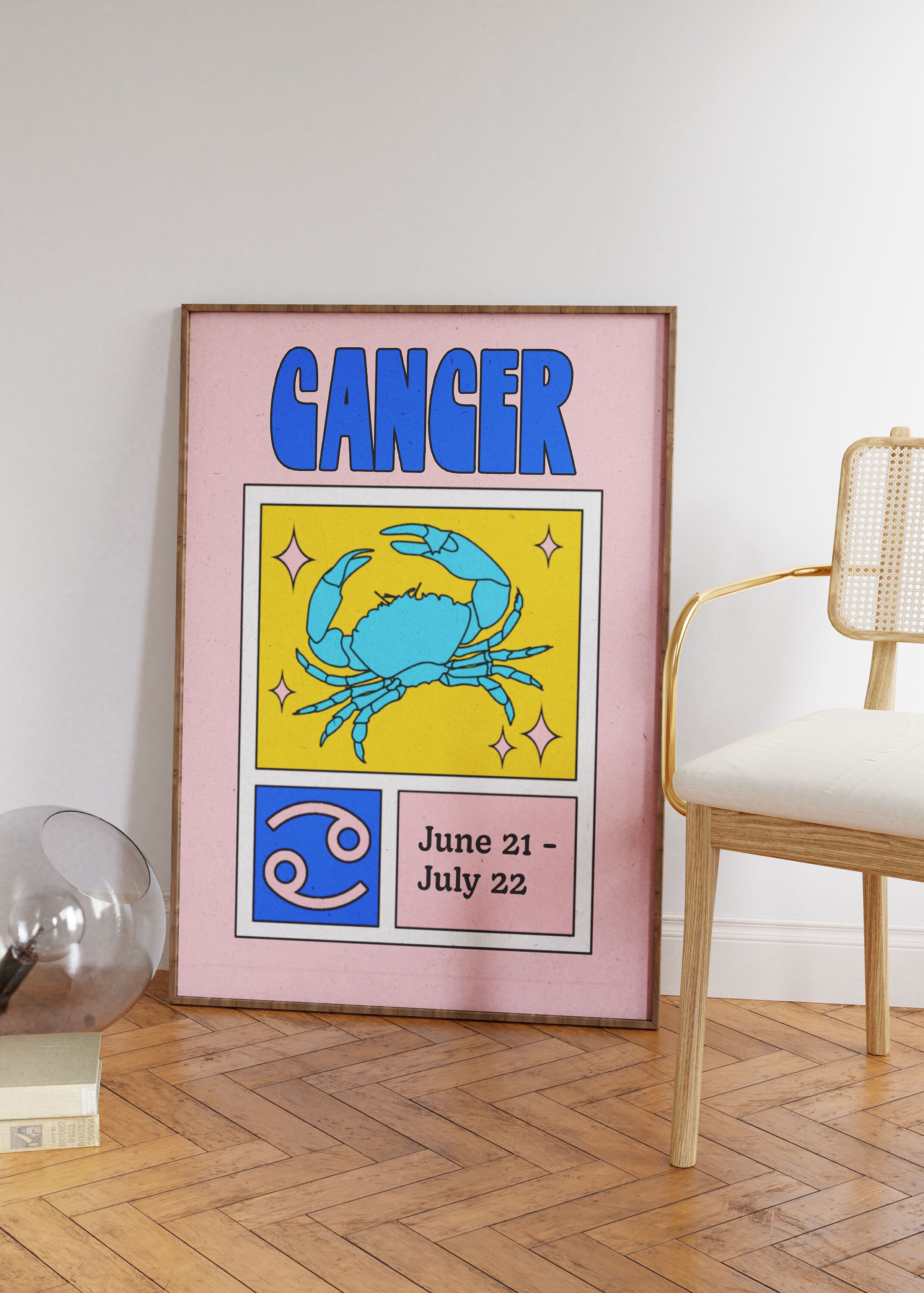 Cancer Retro Zodiac 70's Inspired Wall Print Digital - Etsy