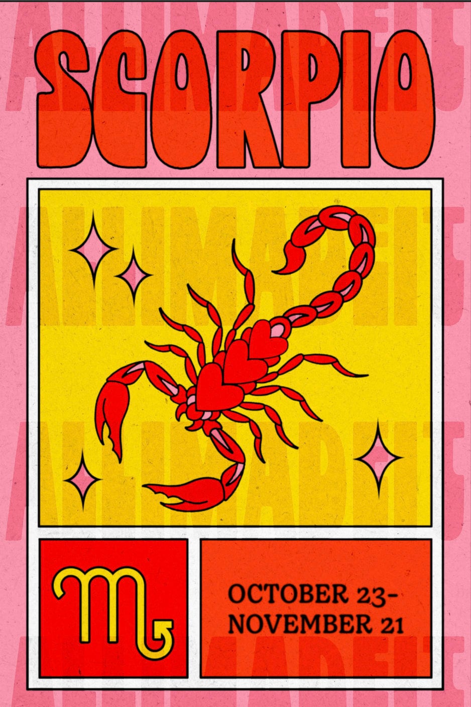 Scorpio Retro Zodiac 70's Inspired Wall Print Digital - Etsy