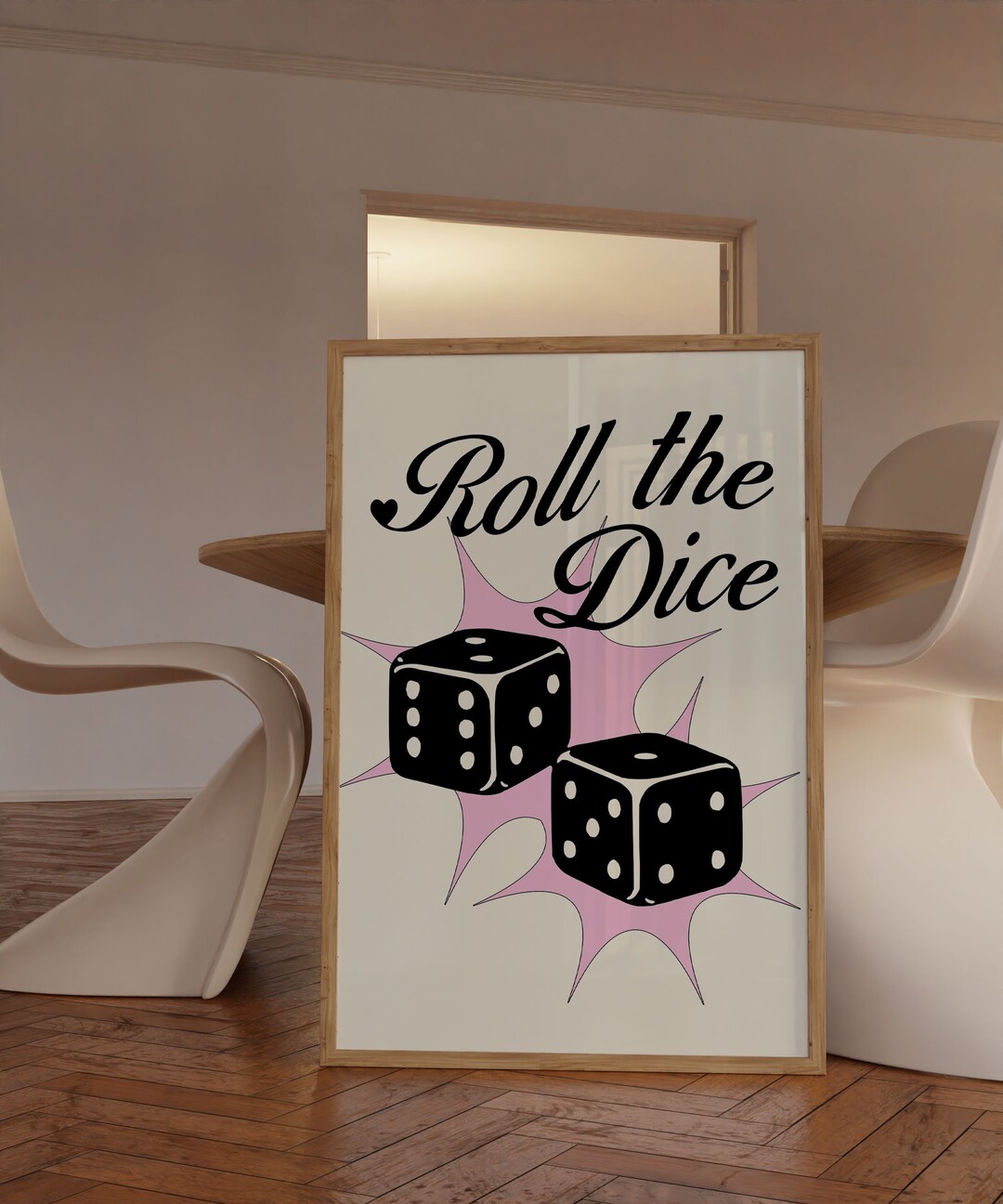 Roll the Dice Cute Wall Print, Digital Download Print, Retro Wall Decor ...