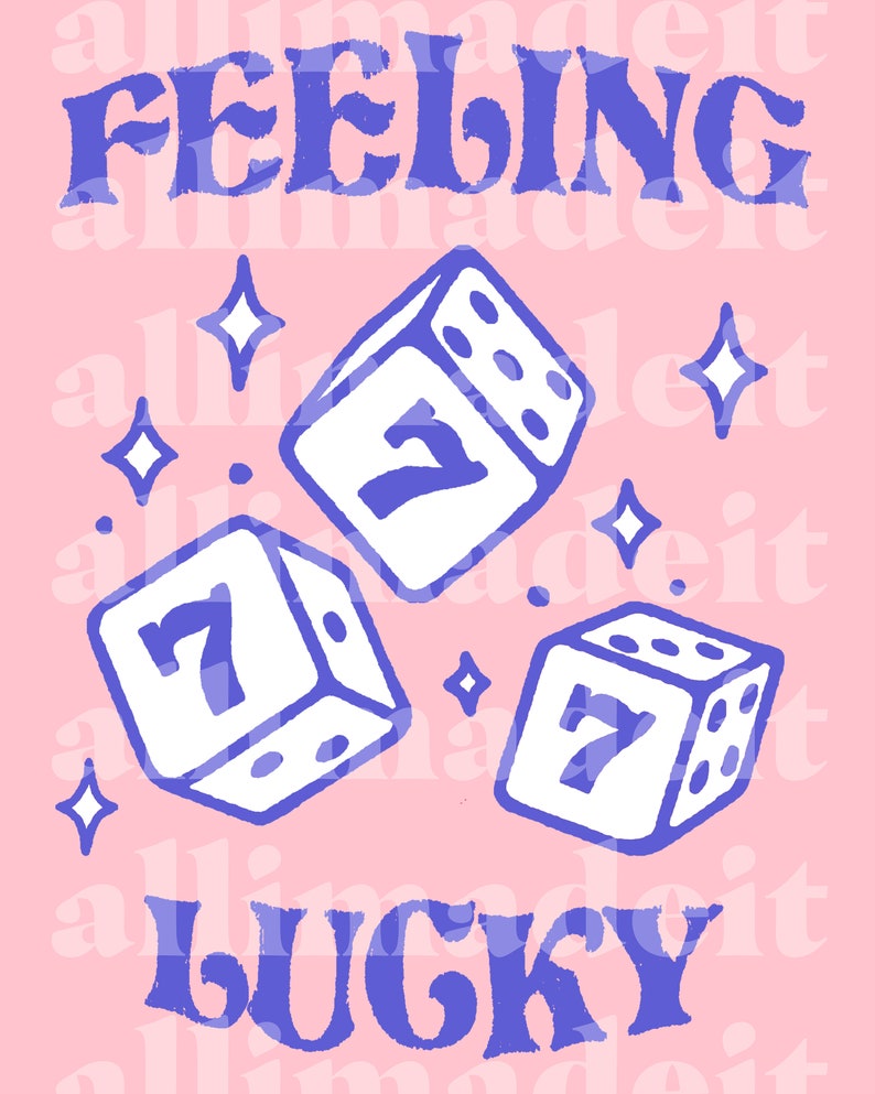 Feeling Lucky Dice Blue and Pink Wall Print Digital Download - Etsy