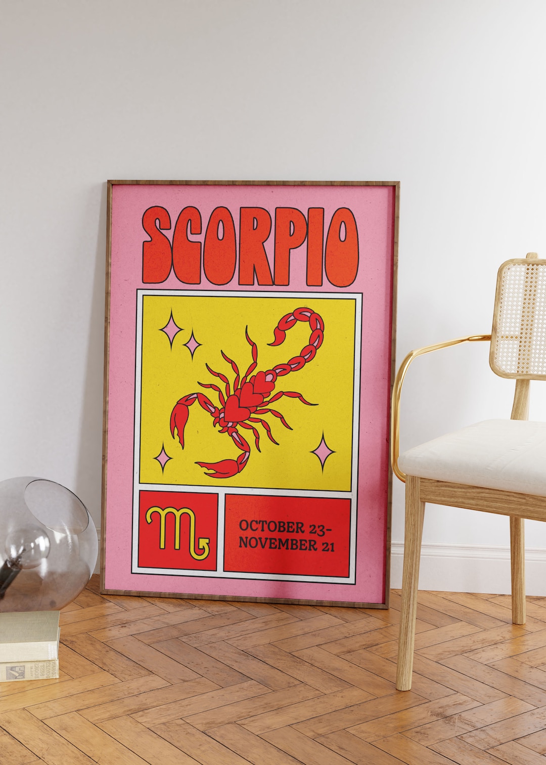 Scorpio Retro Zodiac 70's Inspired Wall Print, Digital Download Print ...