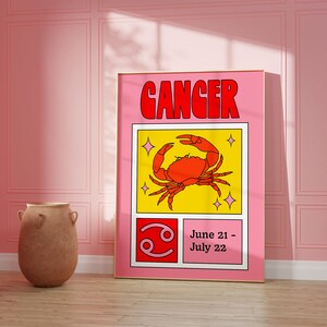 Cancer Retro Zodiac 70's Inspired Wall Print Digital - Etsy