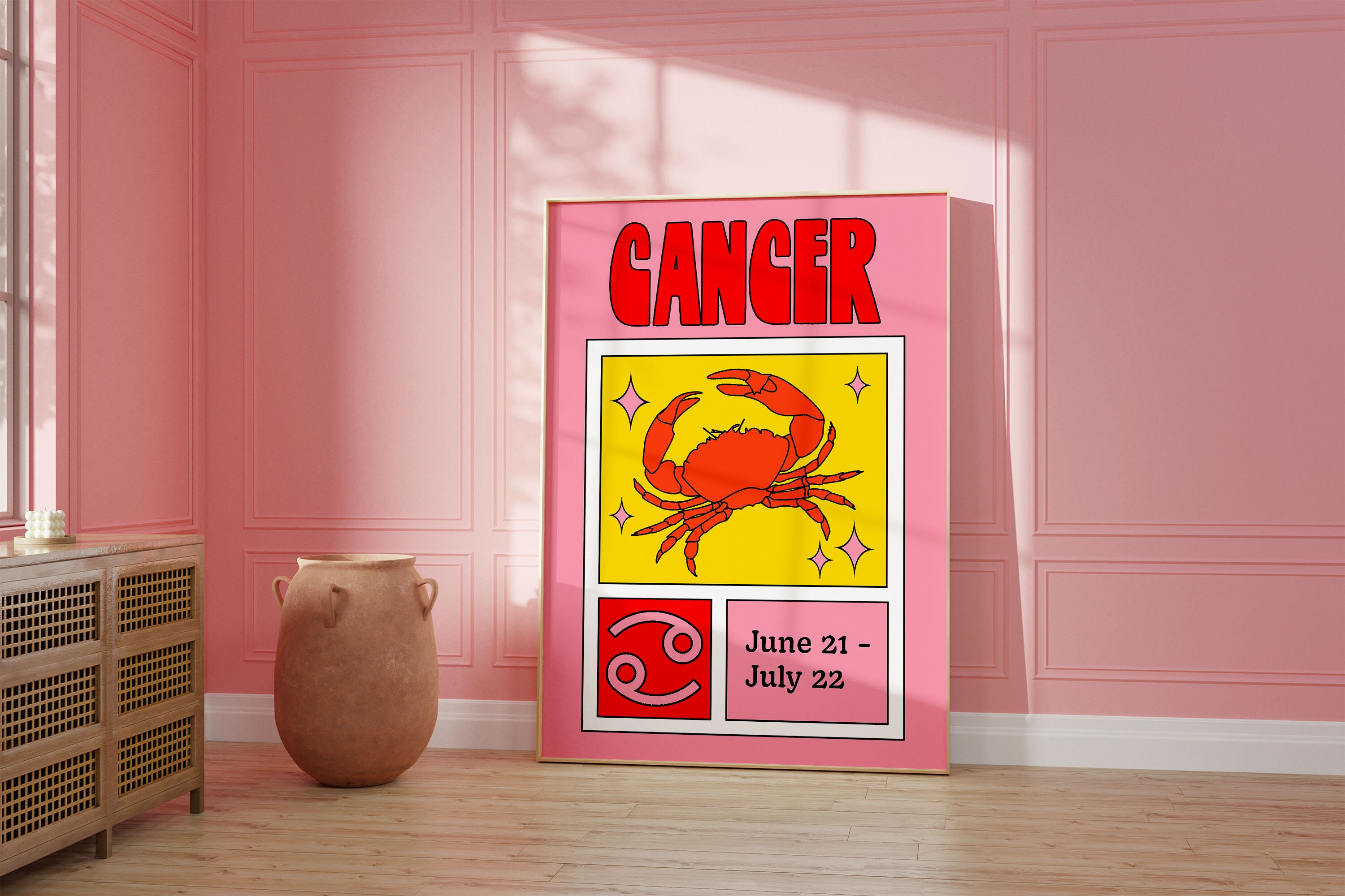 Cancer Retro Zodiac 70's Inspired Wall Print Digital - Etsy