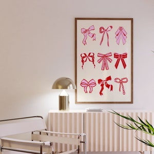 Coquette Bows Vintage Ribbons Pink & Red Poster, Coquette Aesthetic ...