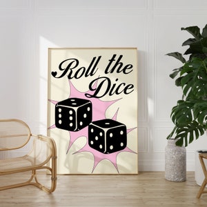 Roll the Dice Cute Wall Print, Digital Download Print, Retro Wall Decor ...