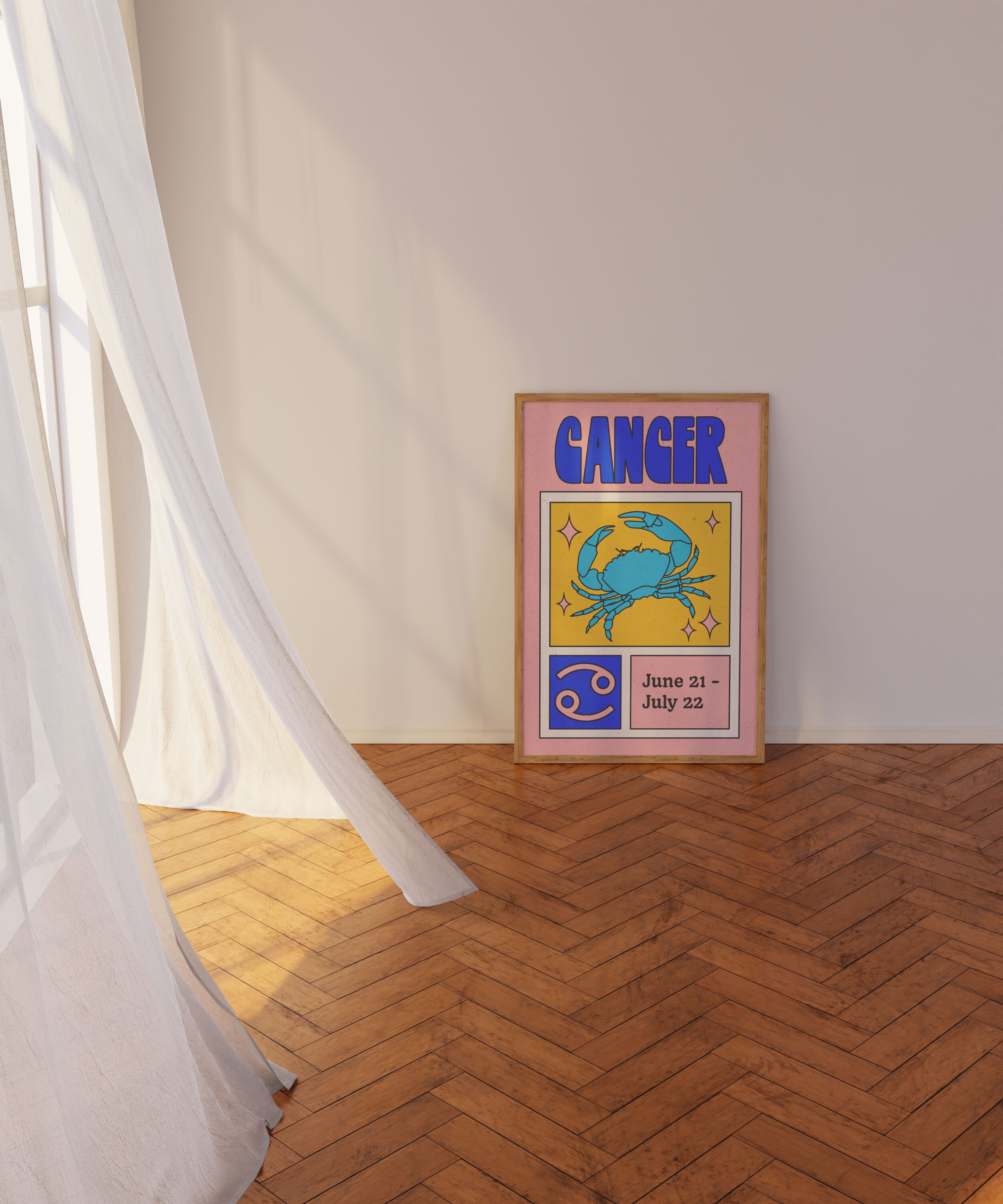 Cancer Retro Zodiac 70's Inspired Wall Print Digital - Etsy