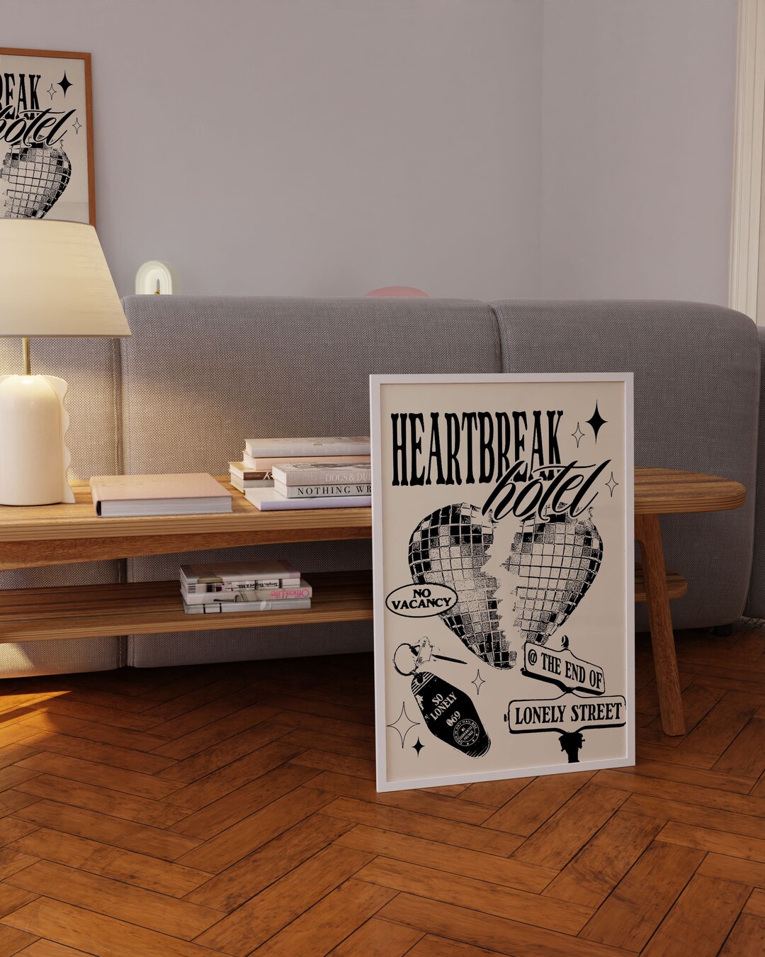 Heartbreak Hotel Black and White Quote Wall Print, Digital Download ...
