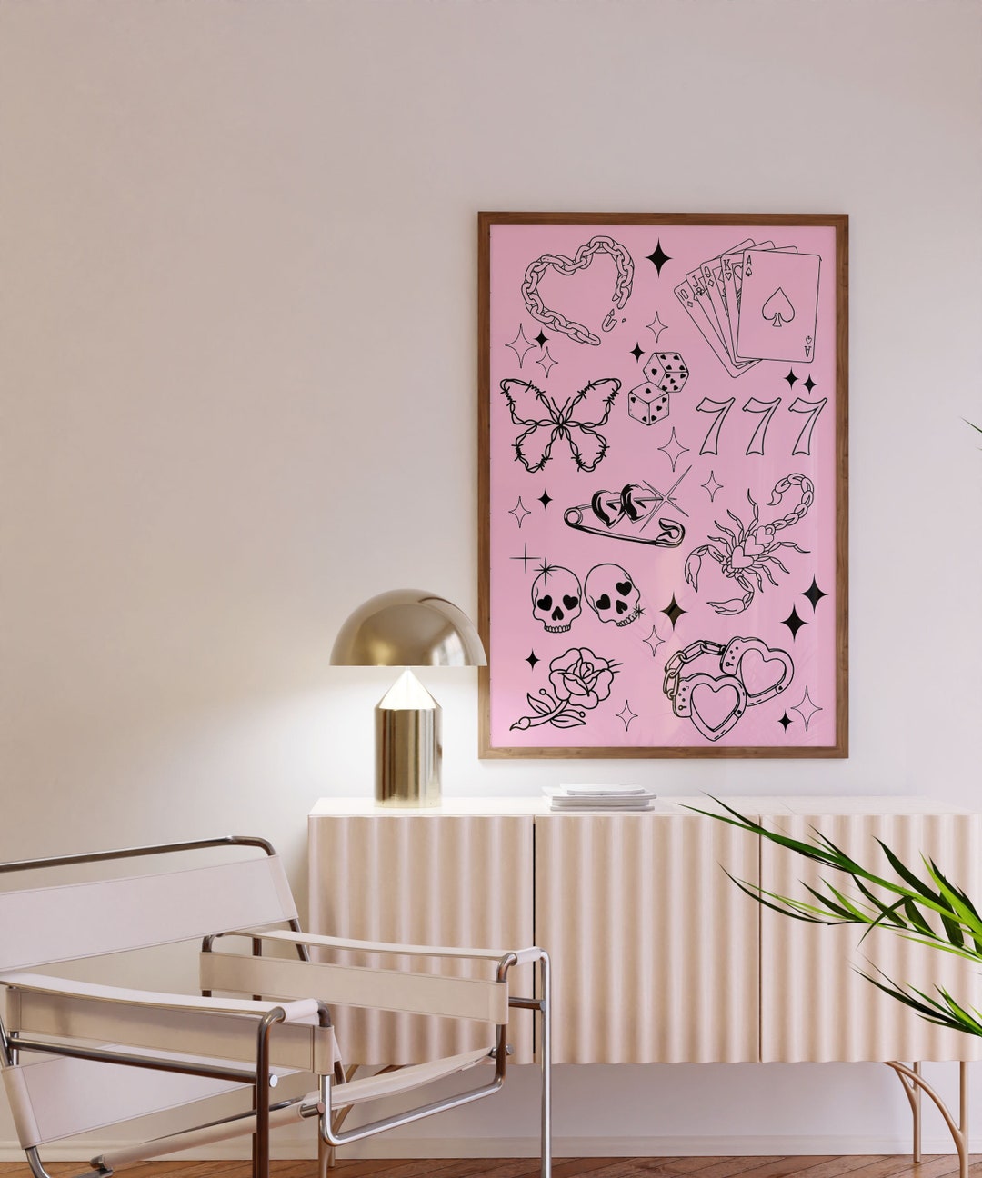 Tattoo Angel Numbers Pink and Black Trendy Cute Wall Print, Digital ...