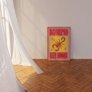 Scorpio Retro Zodiac 70's Inspired Wall Print, Digital Download Print ...