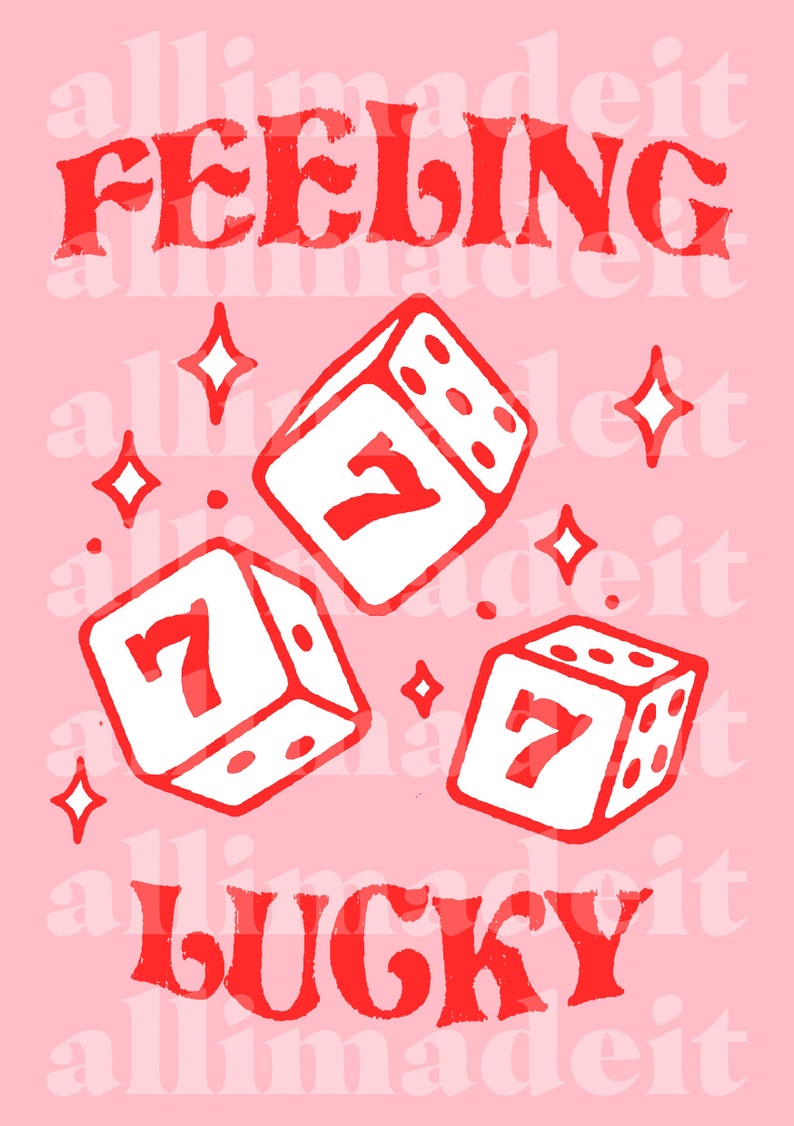Feeling Lucky Dice Quote Wall Print Digital Download Print - Etsy