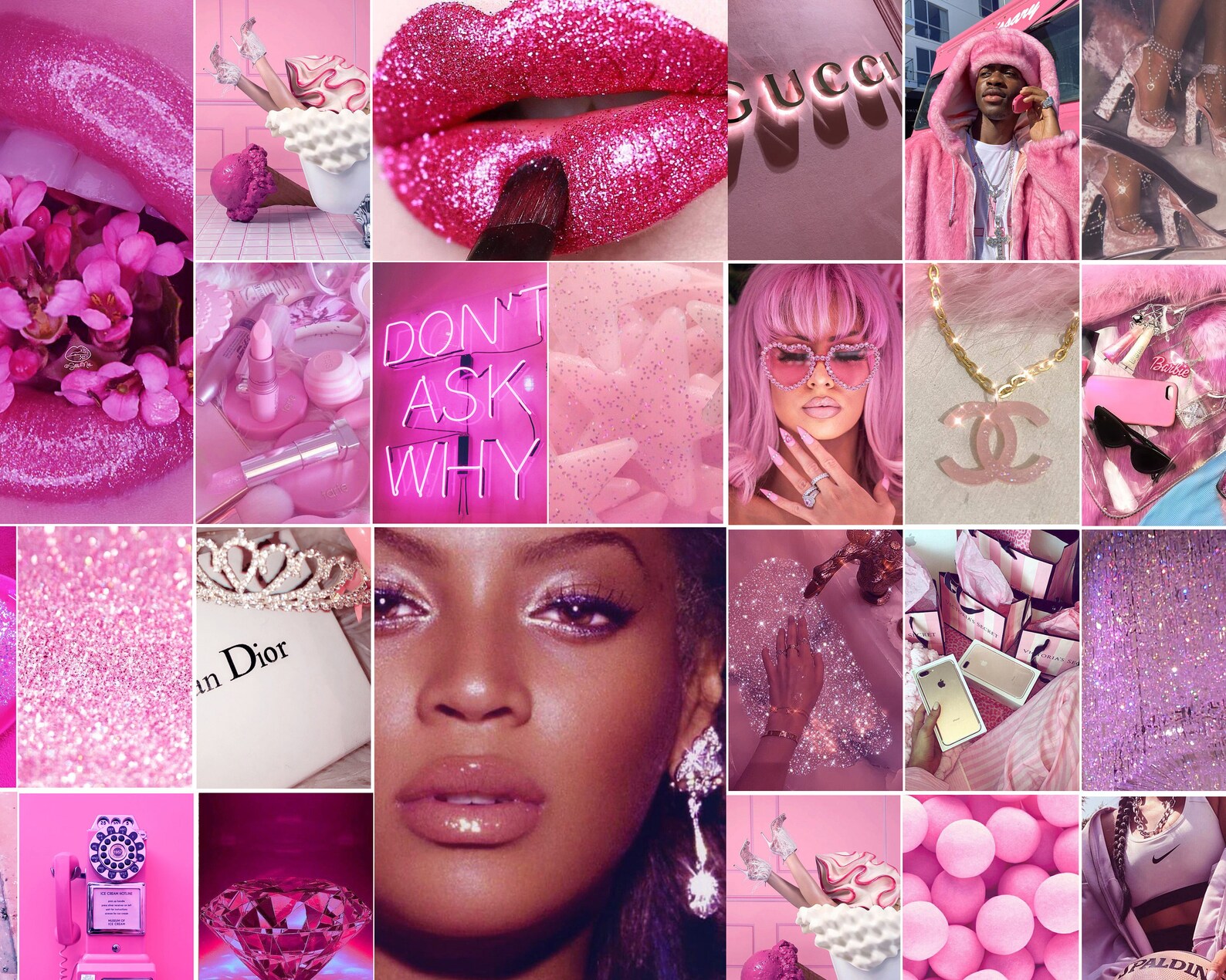 60 Pink photo wall collage kit Baddie room decor | Etsy