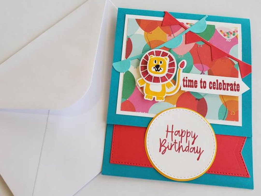 Happy Birthday Time to Celebrate Card, Handmade Cards, Embellished ...