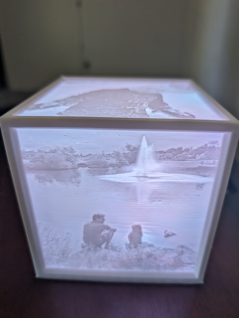 Customizable 3D Printed Lithophane Photo Light Box Momento 4.75" Cube ...