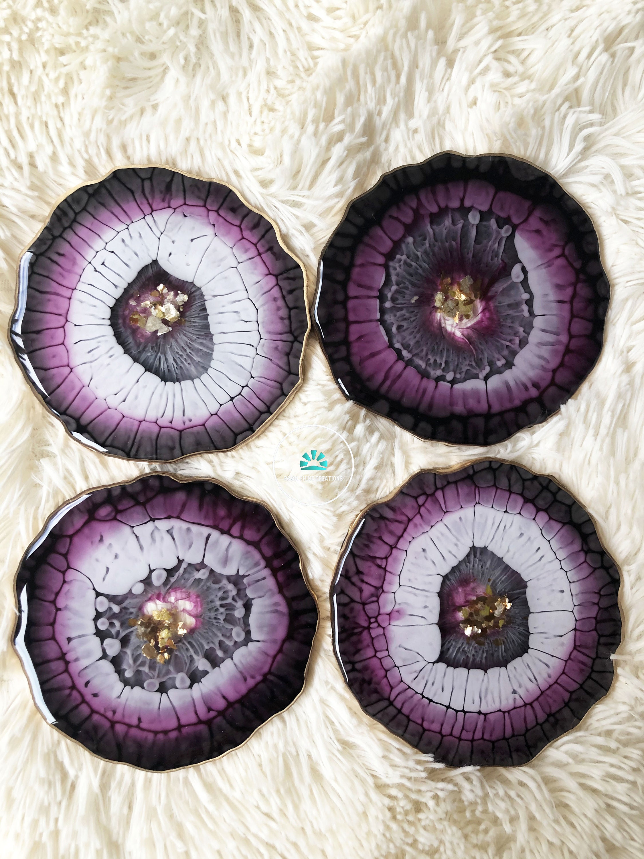 Purple geode resin coaster set of 4, resin coasters - Etsy.de