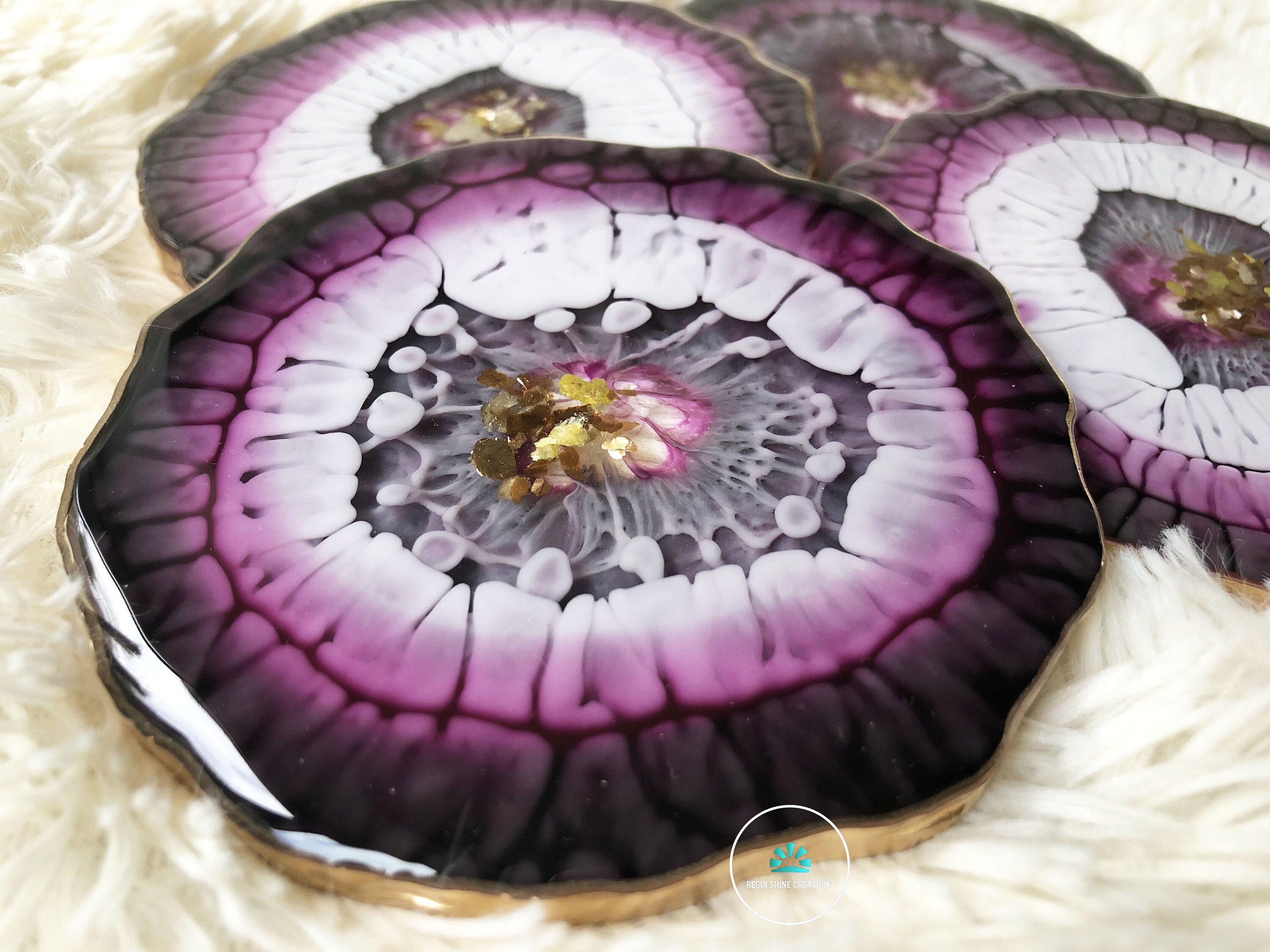 Purple geode resin coaster set of 4, resin coasters - Etsy.de