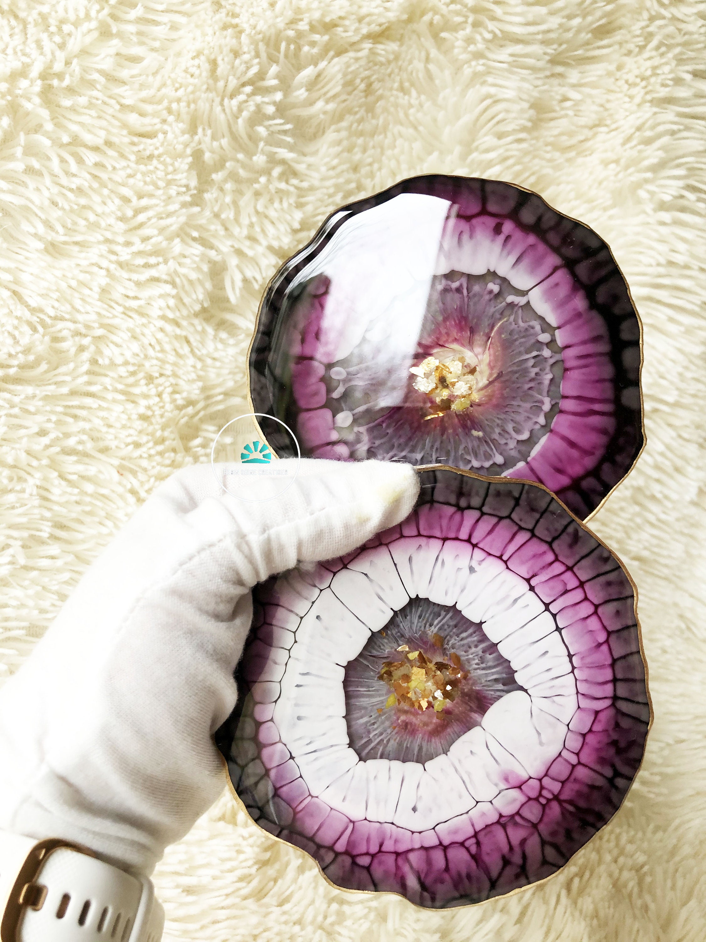 Purple geode resin coaster set of 4, resin coasters - Etsy.de