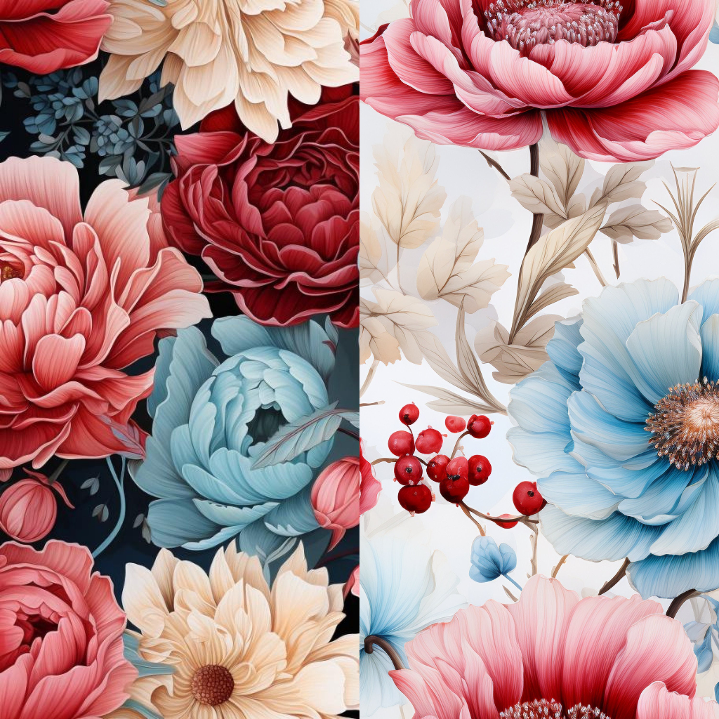 Pastel Peony Prints: Elegant Digital Papers Set of 6 for Stationery ...